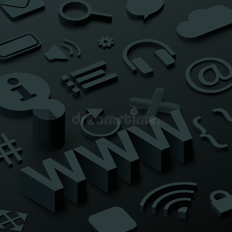 Black 3d Social Background with Web Symbols. Stock Vector ...