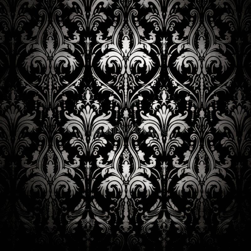 Black Damask Pattern Background Stock Photo - Image of luxury ...