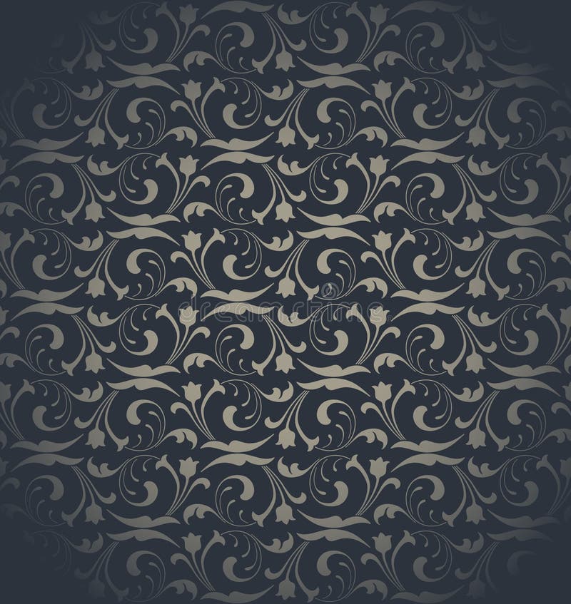 Black Damask Pattern stock vector. Illustration of backdrop - 48182480
