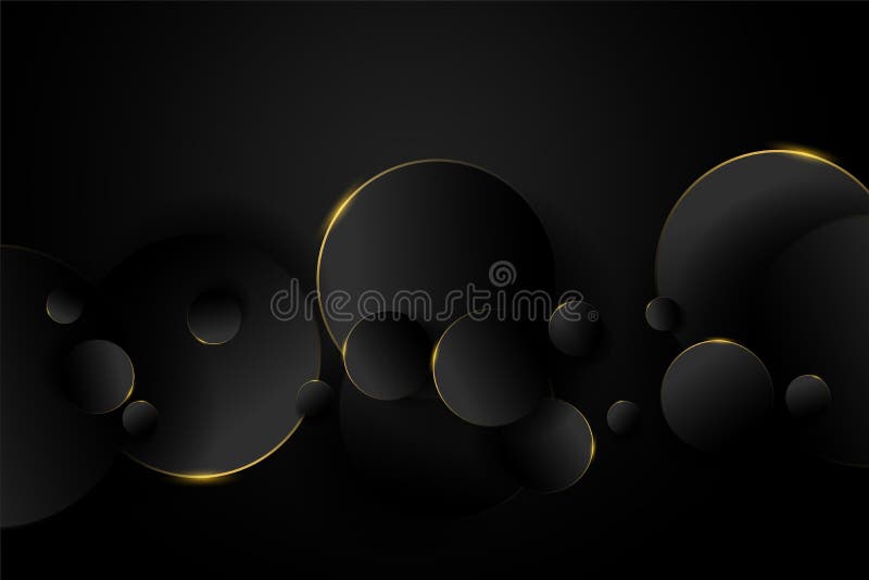 Black Dark Background with 3d Circular Shapes Stock Vector ...