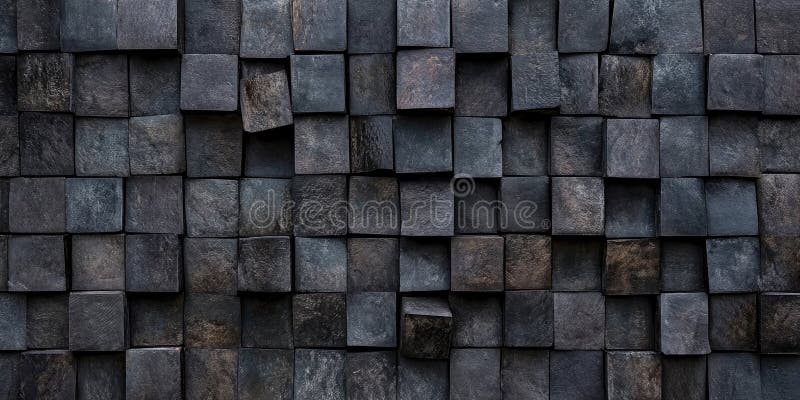 Black Dark Cube Wall Texture Background, a Sleek Grid of Geometric ...