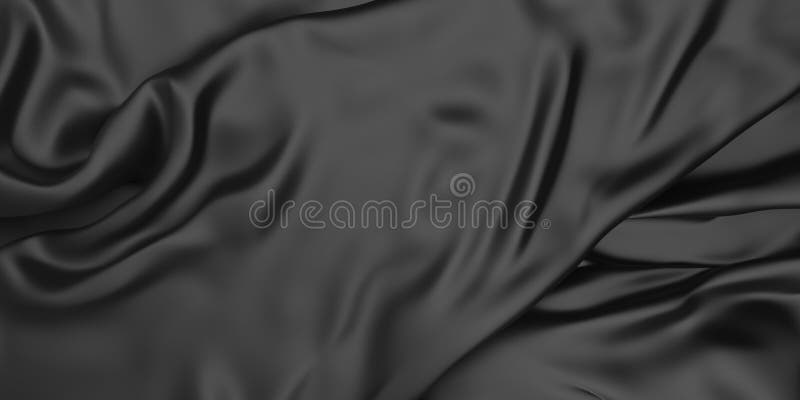 Black Dark Fabric Satin Texture. Rippled Black Silk Fabric Stock ...