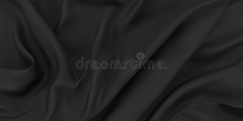 Black Dark Fabric Satin Texture. Rippled Black Silk Fabric Stock ...