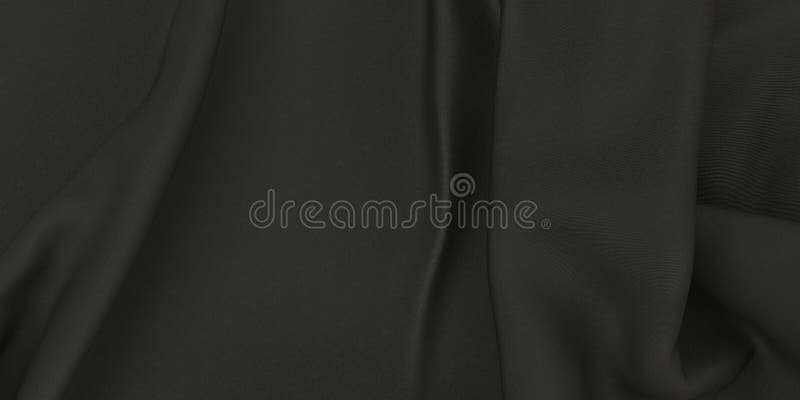 Black Dark Fabric Satin Texture. Rippled Black Silk Fabric Stock ...
