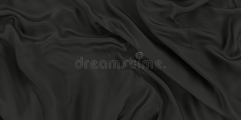 Black Dark Fabric Satin Texture. Rippled Black Silk Fabric Stock ...