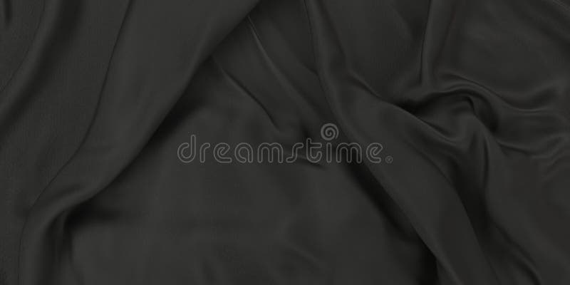 Black Dark Fabric Satin Texture. Rippled Black Silk Fabric Stock ...