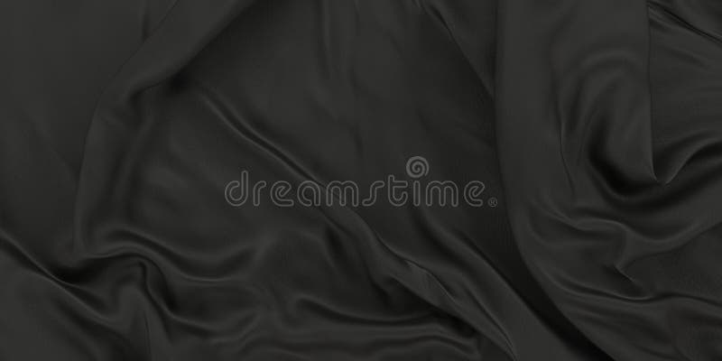 Black Dark Fabric Satin Texture. Rippled Black Silk Fabric Stock ...