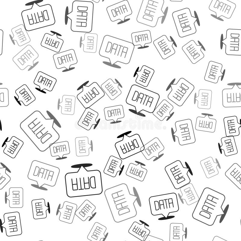 Black Data Analysis Icon Isolated Seamless Pattern on White Background ...