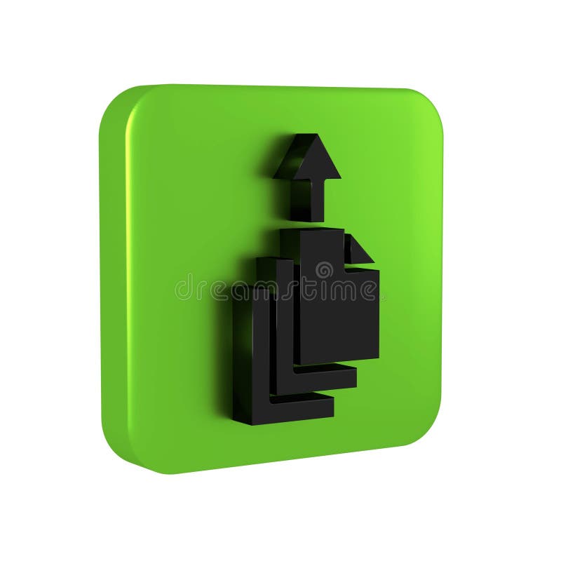 Black Data Export Icon Isolated on Transparent Background. Green Square ...