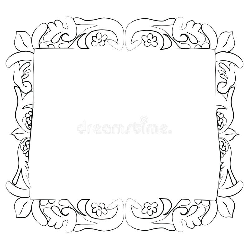 Black Decorated Frame with White Background and Space for Text in the ...
