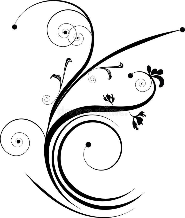 Black Decorative Swirls Design Stock Illustration - Illustration of ...