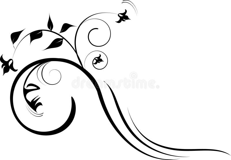 Black Decorative Flowers Ornament Stock Vector - Illustration of floral ...