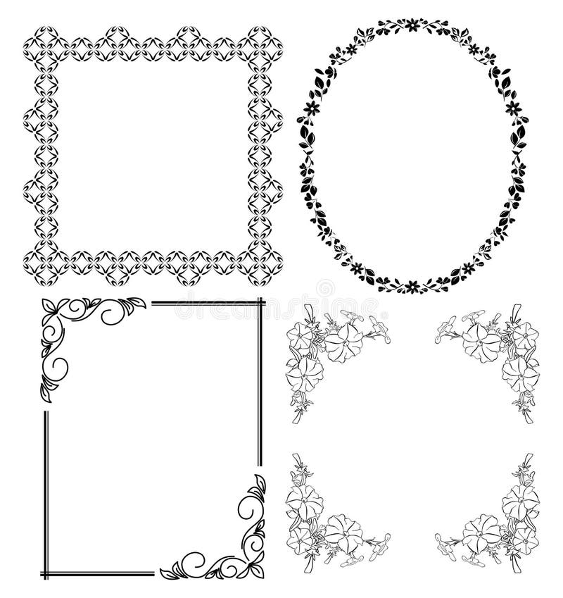 Black Decorative Frames - Vector Set Stock Vector - Illustration of ...