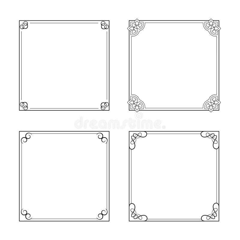 Black Decorative Frames, Simple Ornamental Border Stock Vector ...