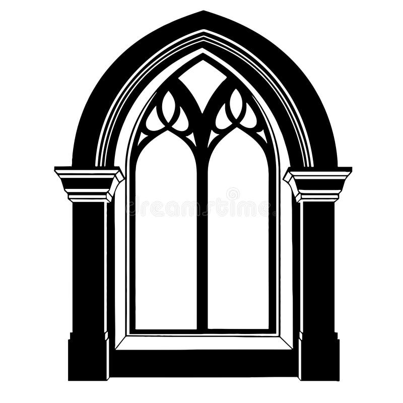 Gothic Arch Window Frame Black Decorative Element for Historical ...