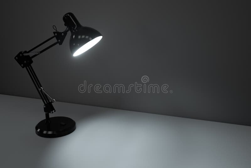 Black Decorative Lamps with Empty Desk Background, 3d Rendering Stock ...