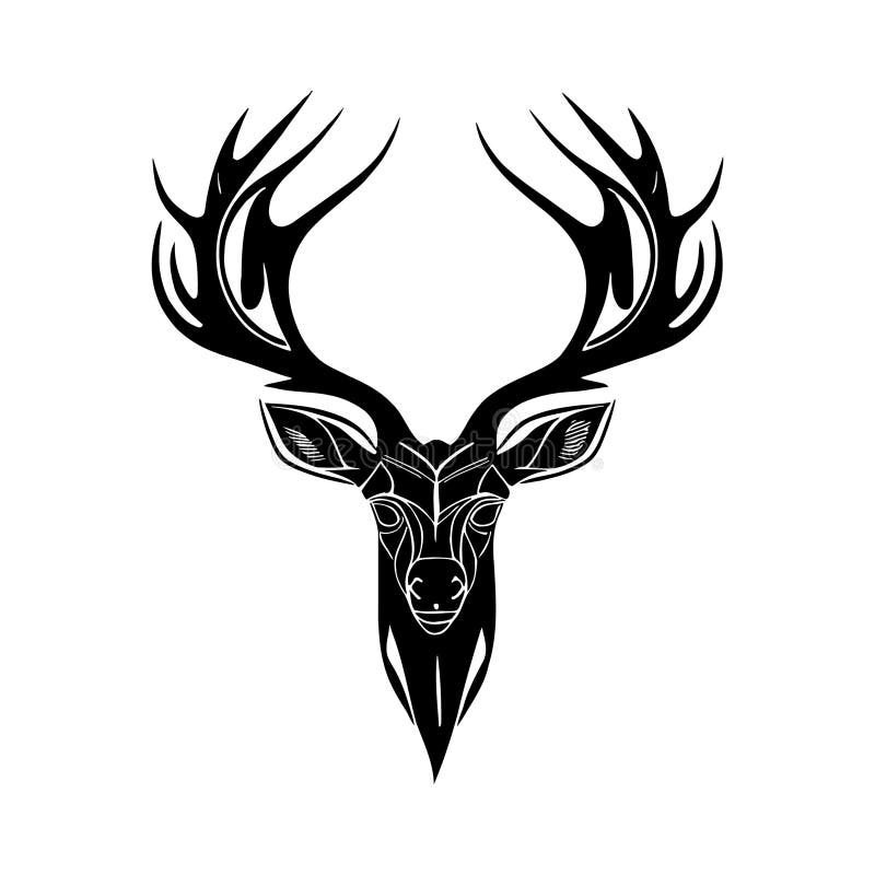 Black Deer Stag with Big Horns Vector Illustration Stock Vector ...