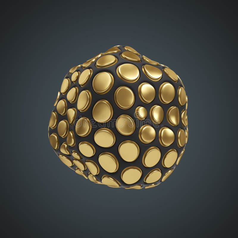 Black Deformed Ball with Gold Circle Pattern. Stock Illustration ...