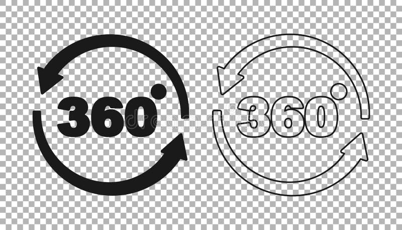 Black 360 Degree View Icon Isolated on Transparent Background. Virtual ...