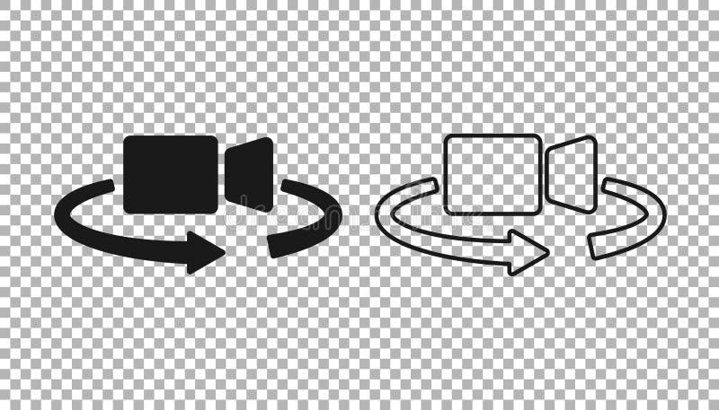 Black 360 Degree View Icon Isolated on Transparent Background. Virtual ...