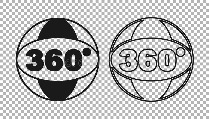 Black 360 Degree View Icon Isolated on Transparent Background. Virtual ...