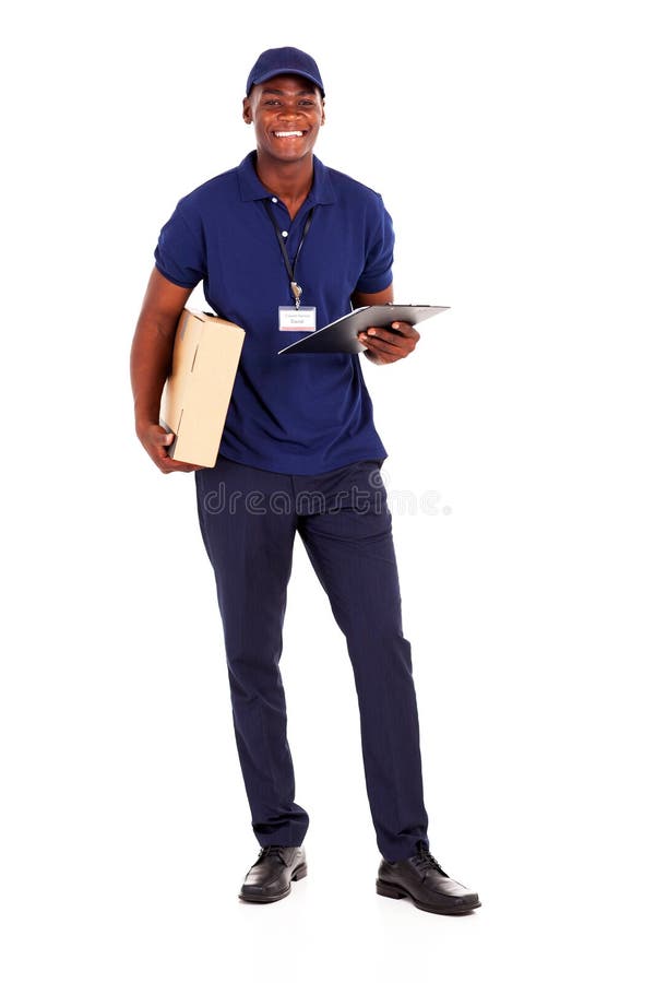Black delivery guy stock image. Image of african, person - 29097161
