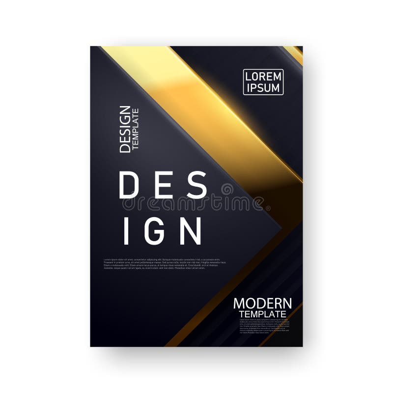 Black Design Template Decorated with White Letters and Golden Lines ...