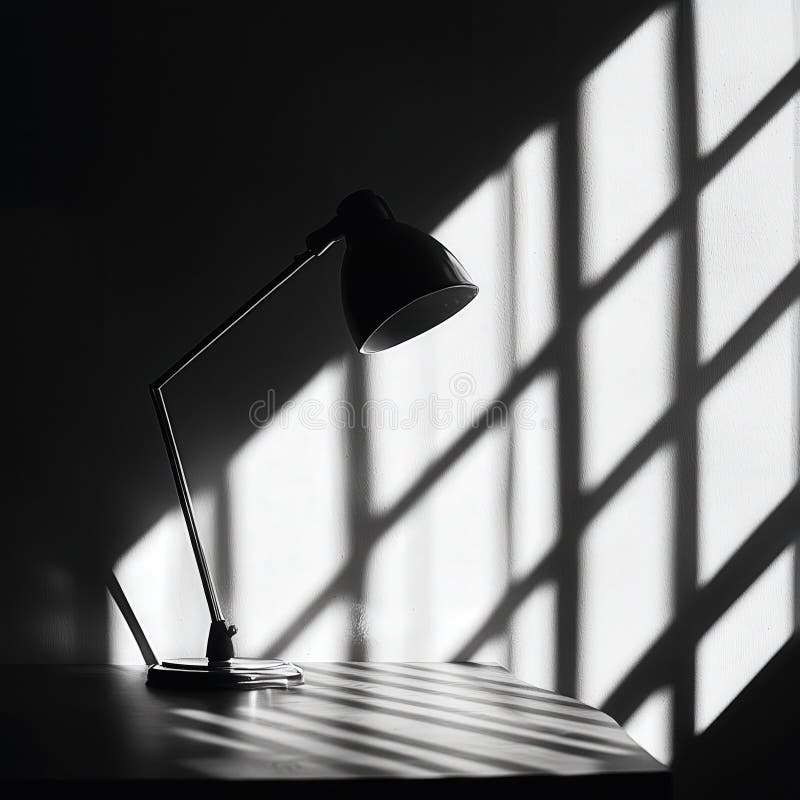 Black Desk Lamp in Dramatic Shadows Stock Illustration - Illustration ...