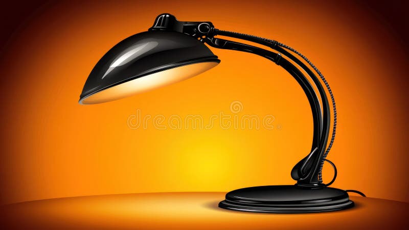 Black Desk Lamp, Warm Light, Classic Design Stock Illustration ...