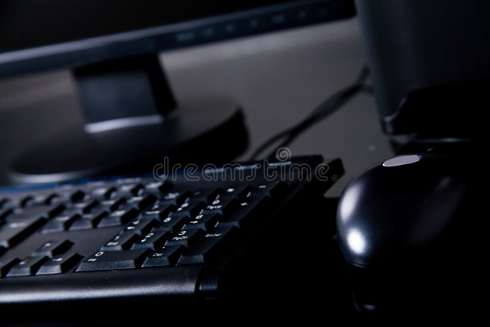 Black desktop computer stock image. Image of class, chairs - 10074437