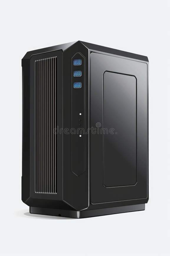 A Black Desktop Computer with a Blue Screen Stock Image - Image of ...