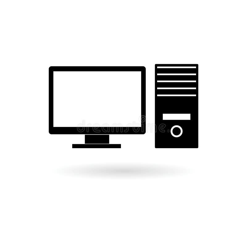 Black Desktop Computer Icon or Logo, Home Desktop Computer Personal ...