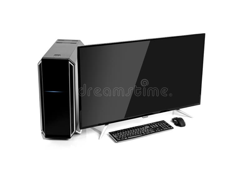 Modern Black Computer System Unit Isolated a on White. Stock Image ...
