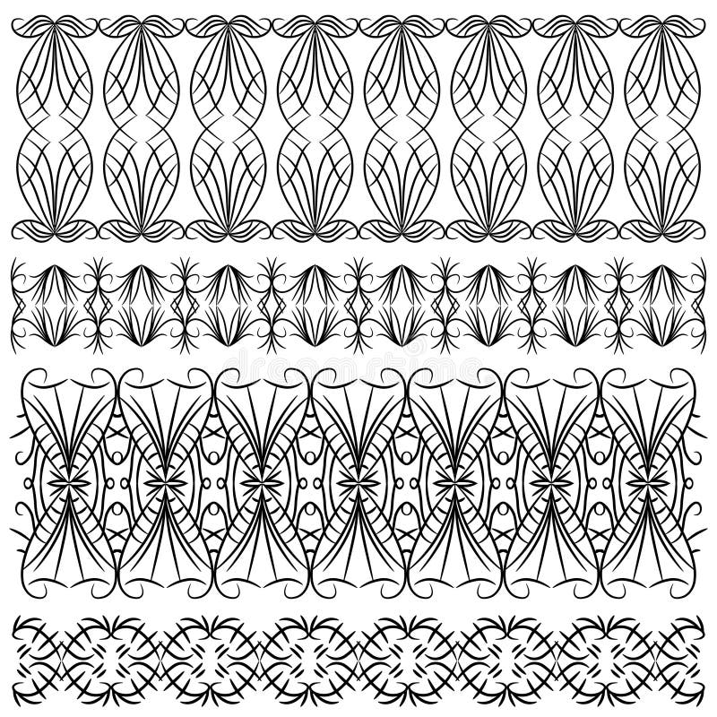 Trim or Border Collection with Flowers, Hearts and Stars Stock Vector ...