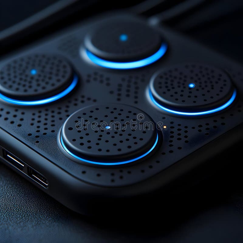 Black Device with Blue Lights - 3D Illustration Stock Illustration ...