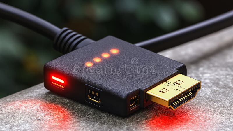 A Black Device with a Red Light on it. the Device is Plugged into a ...