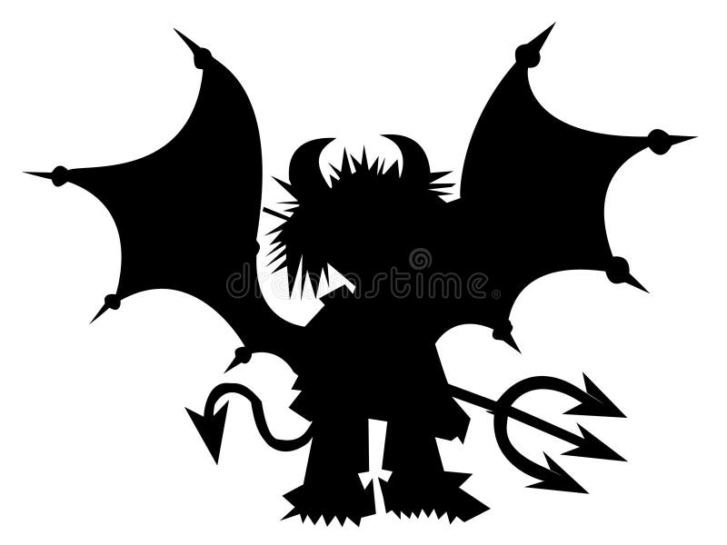 Black devil with trident stock illustration. Illustration of horns ...