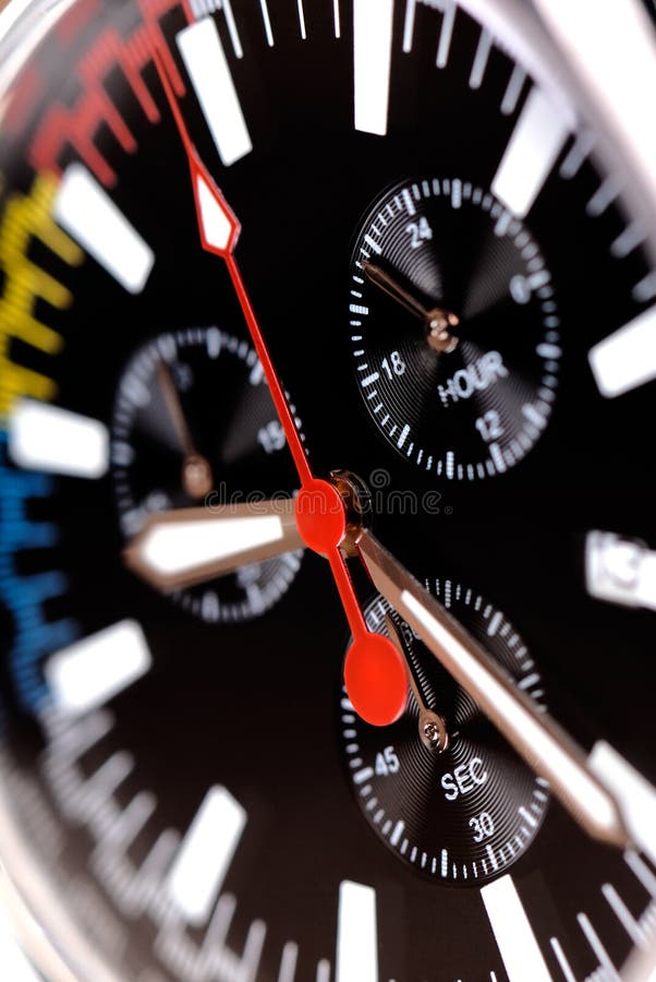 Black dial of chrono watch stock image. Image of chronograph - 8330027