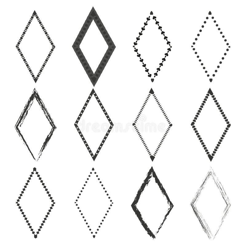 Black Diamond Frames. Hand Drawn Texture. Grunge Vector Outline ...