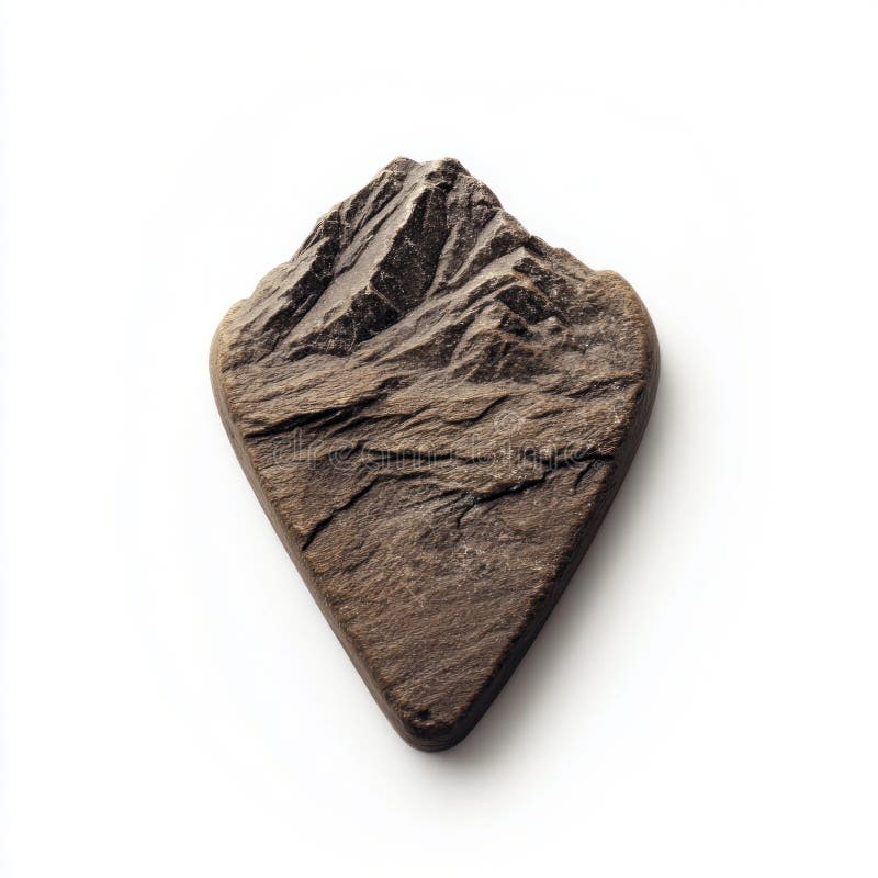 Black Diamond Shaped Rock with Textured Surface Isolated on White ...