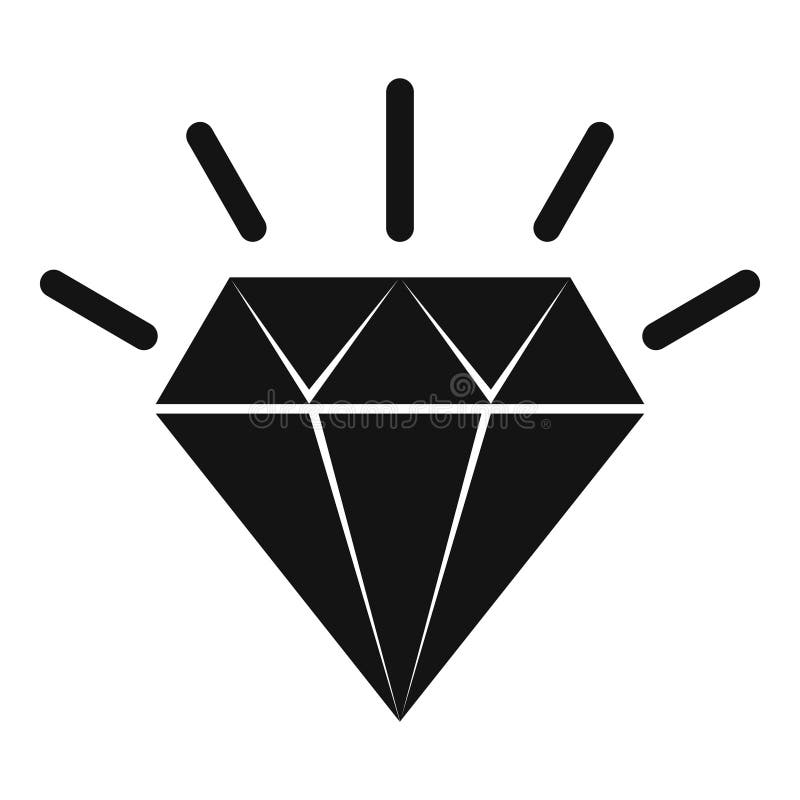 Black Diamond Shining with Rays Icon Simple Style Stock Vector ...