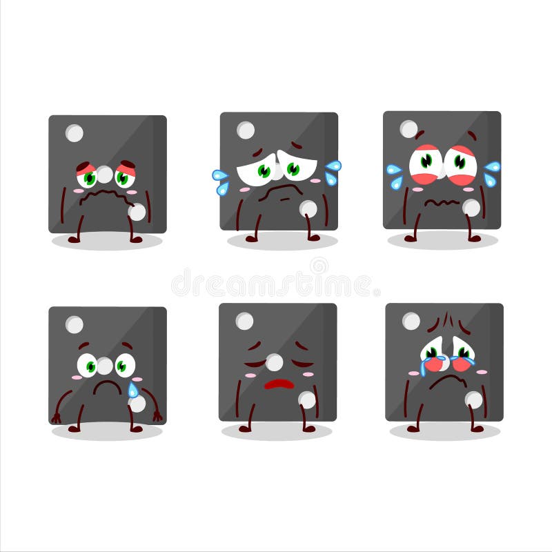 Black Dice Cartoon Character with Sad Expression Stock Illustration ...