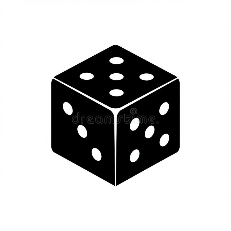 A Black Dice Icon with White Dots on Each Visible Side Stock Illustration - Illustration of ...