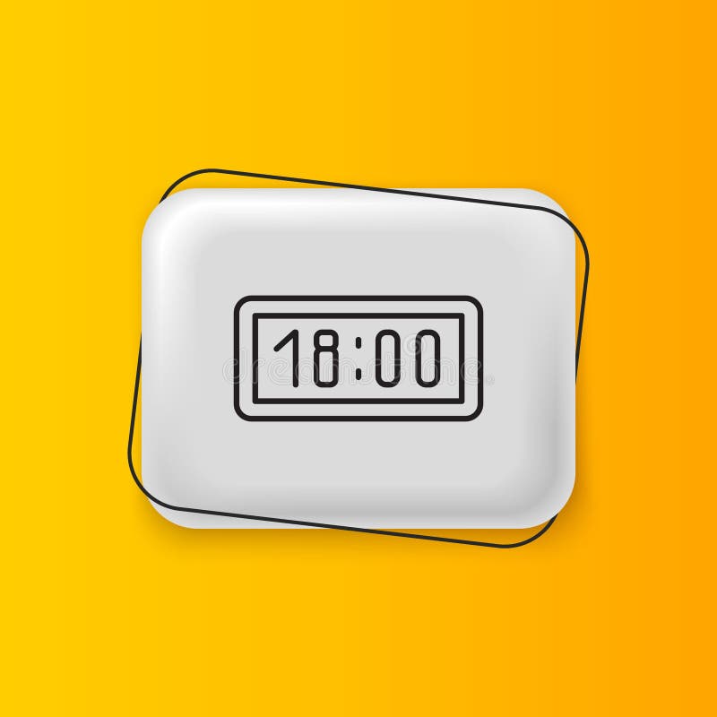 Black Digital Alarm Clock Icon Isolated on Yellow Background ...