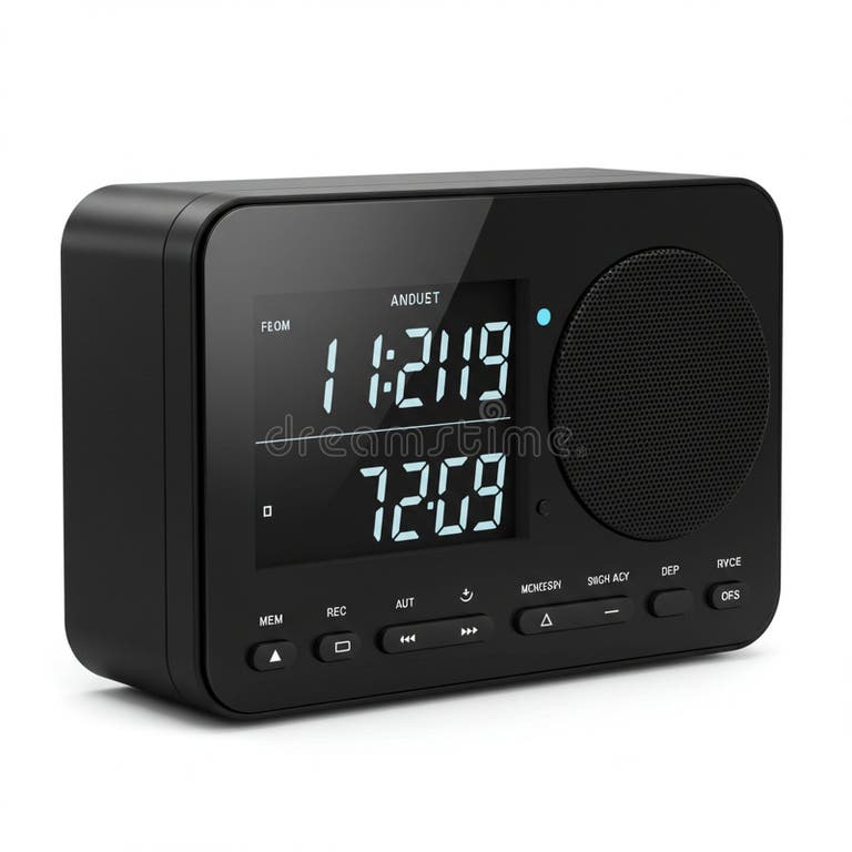 Black Digital Alarm Clock with a Sleek, Rectangular Design. Features a ...