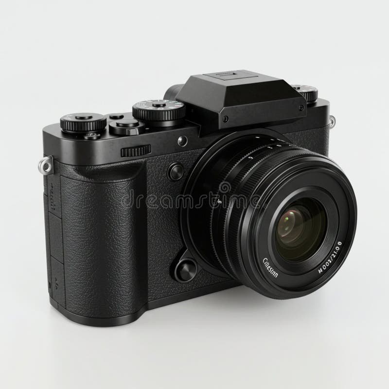 Black Digital Camera with a Compact Body, Equipped with a Detachable ...