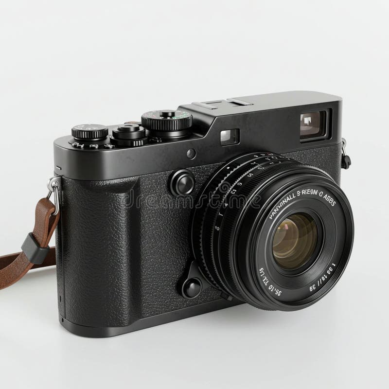 Black Digital Camera with a Vintage Design, Featuring a Textured Body ...