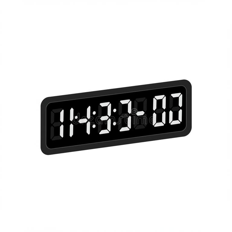Black Digital Clock Displaying Time As 14:32:08 on a White Background ...