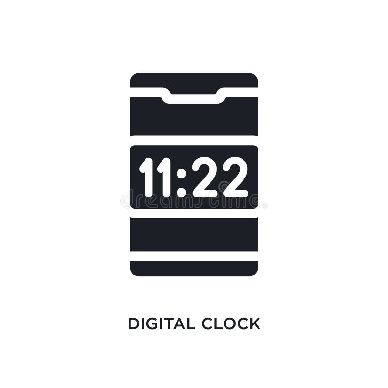 Black Digital Clock Isolated Vector Icon. Simple Element Illustration ...