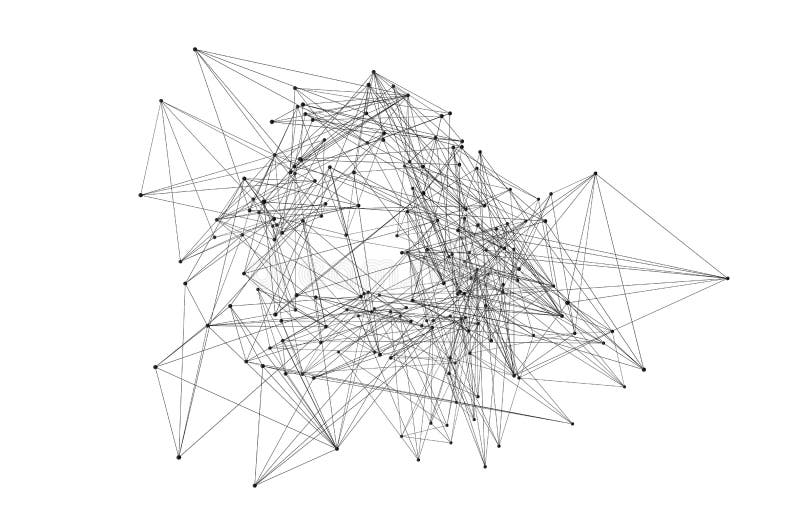 Black Digital Computer Data And Network Connection Triangle Lines And Spheres In Futuristic